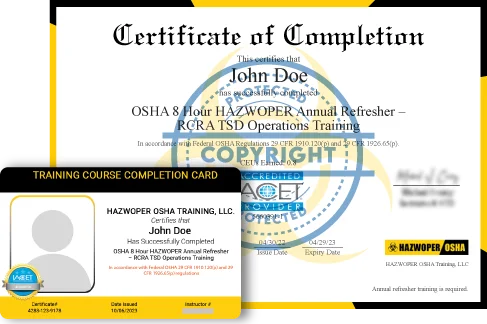 8-Hour HAZWOPER Annual Refresher RCRA TSD Operations Training