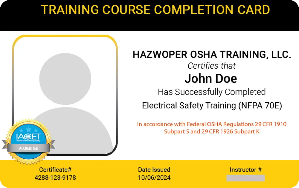 Electrical Safety Training (NFPA 70E) Course | HAZWOPER OSHA