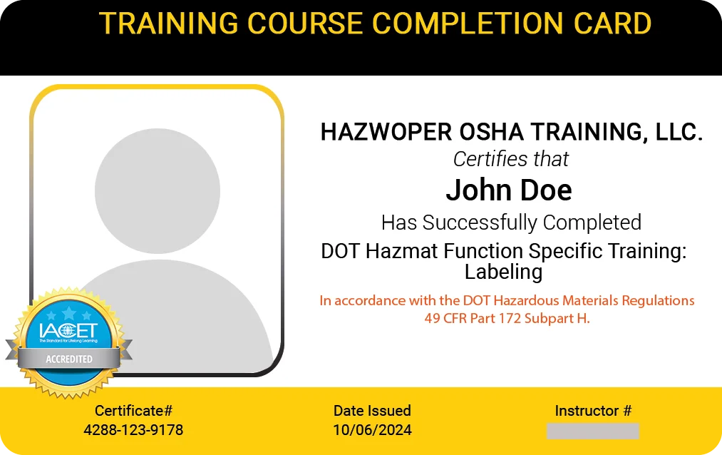 DOT Hazardous Material Transportation - Labeling Training
