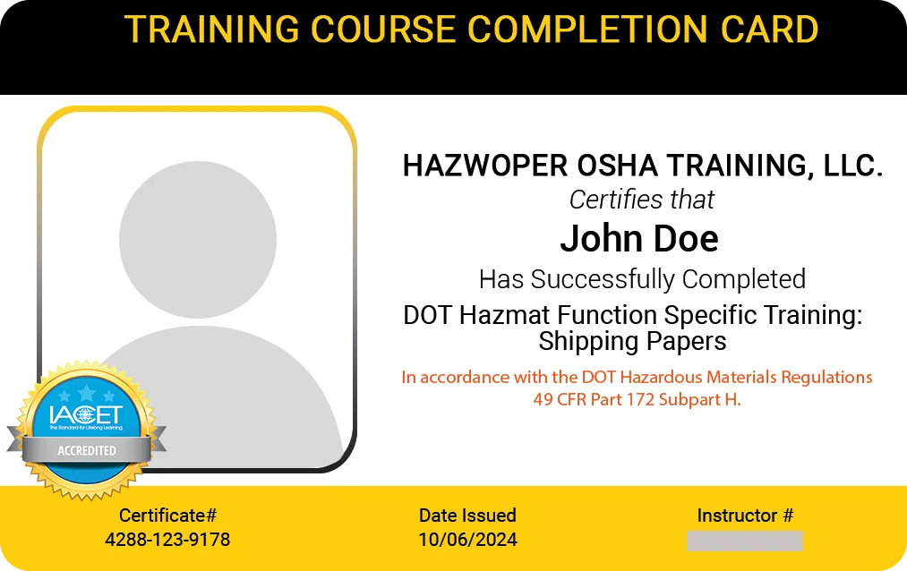 HAZMAT Shipping Papers Training | DOT Hazmat | HAZWOPER OSHA