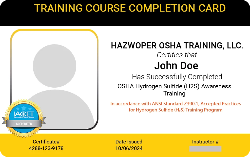 OSHA Hydrogen Sulfide Awareness Training Online | HAZWOPER OSHA