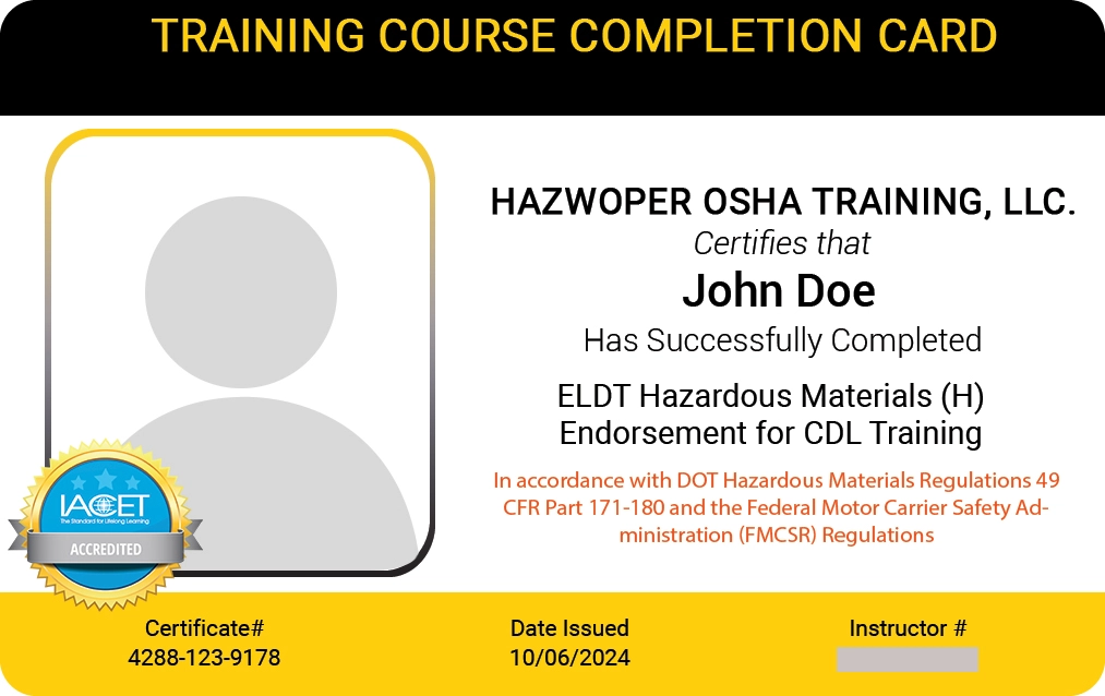 ELDT H Endorsement for CDL Training | FMCSA-Approved Trainer